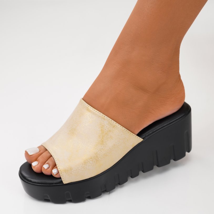Papuci Dama Cu Platforma Salita Gold